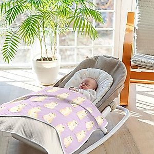 Nnamluu 30"X40" Baby Cotton Blanket Cute Hamster Nursery Blankets for Infants Receiving Blanket Swaddle Blanket Violet