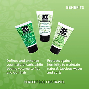 LATINUS BEAUTY FREEDOM Travel Size Collection: Impossible Keratin Anti-Frizz Shampoo + Conditioner + Styling Cream for Curly, Wavy Hair (1 oz bottles)