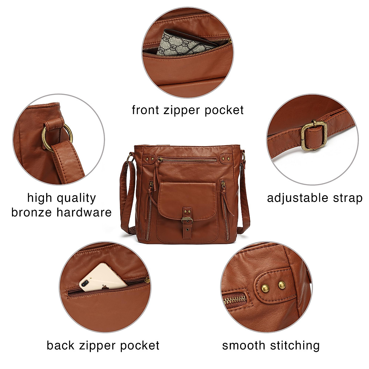 Scarleton Purses for Women, Crossbody Bags for Women, Crossbody Purse, Handbags for Women, Multi Pocket Shoulder Bag Large, H200504A, Brown