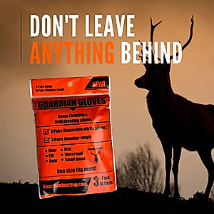 Guardian Hunting Deer Gutting Gloves Field Dressing Gloves with Long and Short Gut Glove Combo Pack (Black/Orange, 3 Pack (6 Pairs))