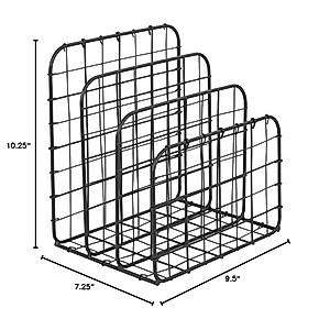 Spectrum Diversified Vintage Cabinet & Countertop Cookware & Bakeware Plate Rack & Lid Holder, Bakeware & Pan, Rustic Farmhouse Kitchen Cabinet Organizer, Rack, Industrial Gray