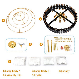 MarkDee Luxury Crystal Chandelier, 8-Lights Round Raindrop Crystal Hanging Ceiling Light, 5-Tier Pendant Lights Fixture for Dining Room, Living Room, Kitchen Island, Bedroom, D23.6''