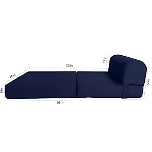 D&D Futon Furniture Sleeper Chair Folding Bed, Studio Sofa Guest Folded Mattress, High Density Foam (70 x 24 x 6, Navy Blue)