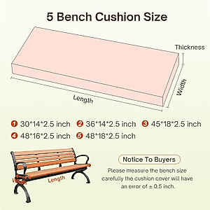 RULAER 30×14×2.5inch Bench Cushions,Red Non-Slip Seat Cushions for Patio Furniture,70D Thickened Foam Indoor/Outdoor Bay Window Cushion