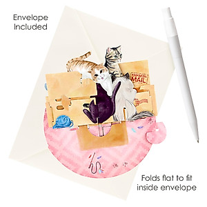 SANTORO Pirouette, 3D Pop Up Greeting Card - Purrrfect Parcel - For Her, For Mum, Mothers Day | Cute Birthday Gifts For Cat Lovers