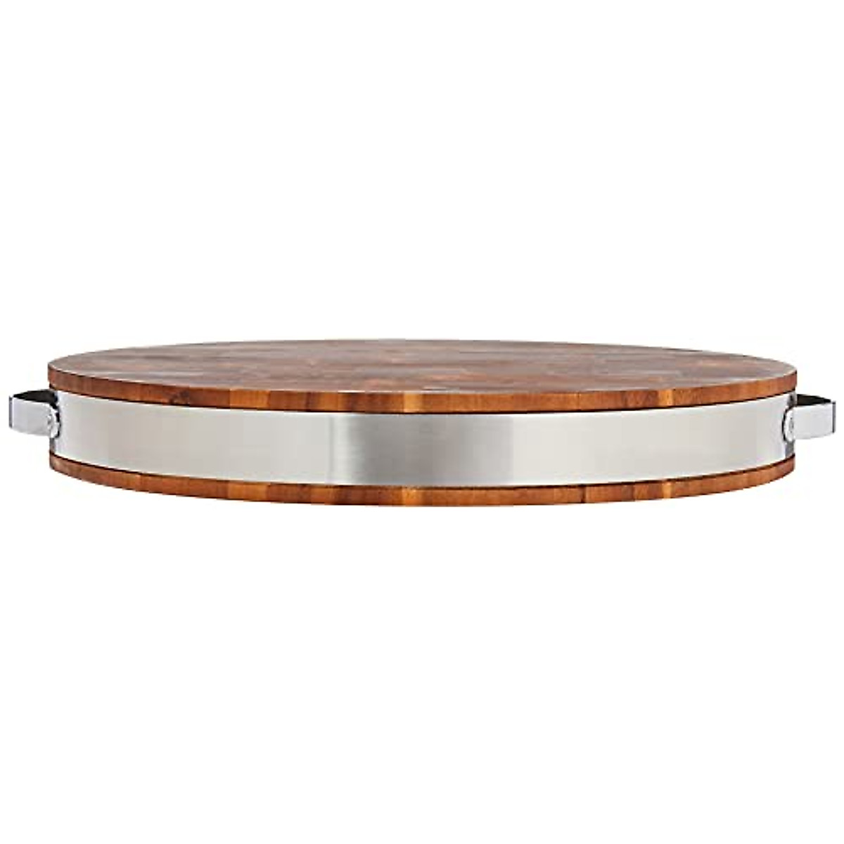 Mountain Woods EGA2SS 15" X 2" Extra Thick Acacia Hardwood End Grain Round Cutting Board w/Stainless Steel Band, 15 X 15 X 2