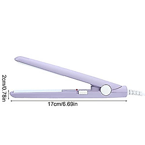 Travel Hair Straightener 4 Colours 2 in 1 Mini Hair Straightener Ceramic Tourmaline Plate Beauty Flat Iron Curling Iron Heating (Purple)