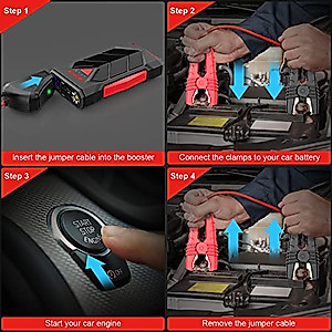 NEXPOW Portable Jump Starter,12V Car Battery Jump Starter Power Pack with USB Quick Charge (Up to 7L Gas or 5.5L Diesel Engine) Battery Booster with Built-in LED Light