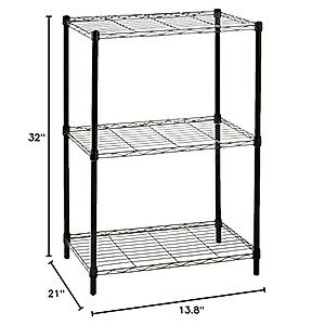 Home Basics Wire Shelving Storage Unit (3 Tier, Black)