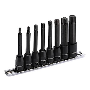 MIXPOWER Extra Long Torx Bit Socket Set, 3.5-inch Length, Torx Bit in 3/8" Drive T30 - T70, 8 Pieces Set