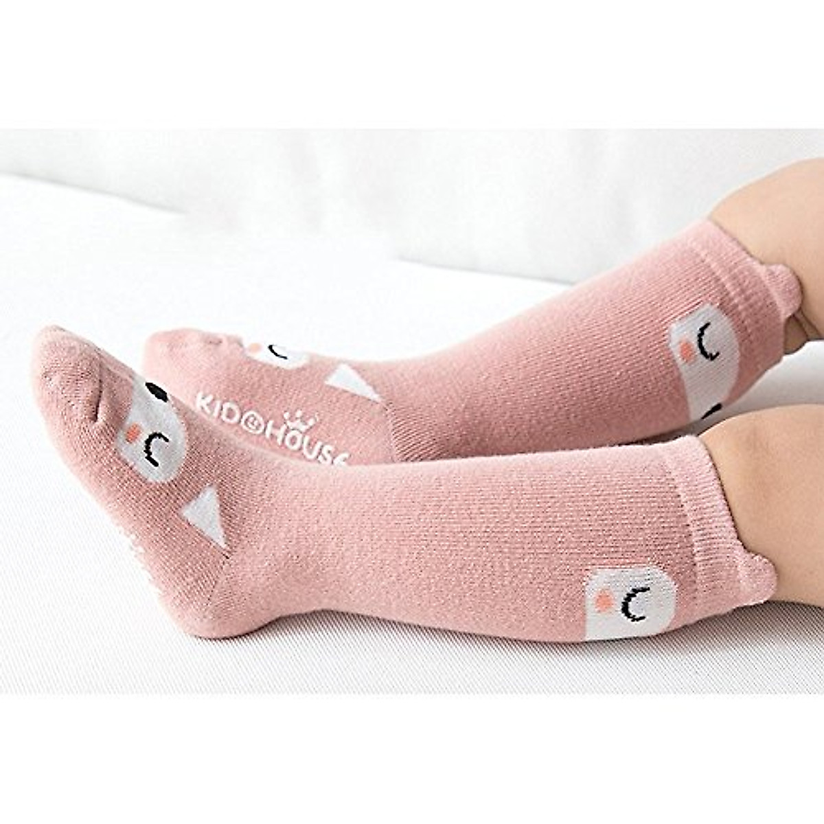 Baby Toddler Knee High Non Skid Socks with Grips for Girls and Boys 8 Pairs (6-24 Months)