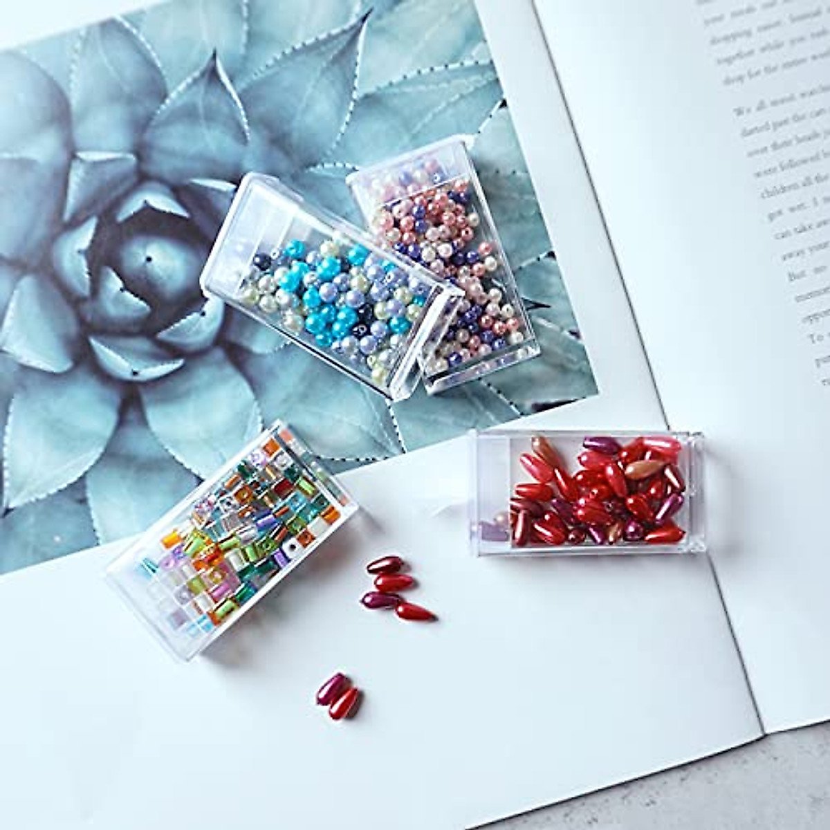 Tosnail 2 Pack of 64 Plastic Diamond Painting Bead Storage Container Box, Bead Organizer Case for Beads, Seeds, Diamond Dots, Glitter, Nail Art Supply