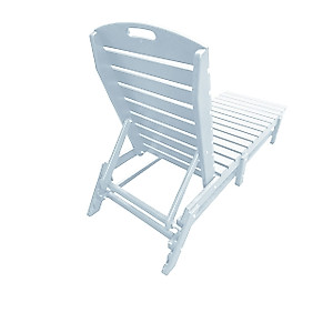 Phat Tommy Outdoor Pool Chaise Lounge, Heavy-Duty Beach Lounger - Folding, HDPE, Recycled Poly Furniture - Reclining Lounge Chair for Patio, Deck, Beach, Cabana, or Poolside, White