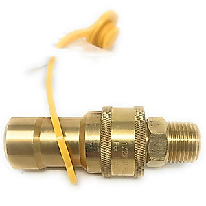 1/2" QDD LP Gas Quick Connect/Disconnect Connector & Male Insert Plug [8630 3308] Solid Brass 1/2 PSIG Pressure Input 1/2 Ins & 1/2" Male NPT x 1/2 inch Natural Gas Propane Fitting Connector