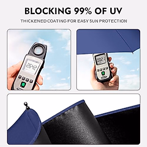 Umbrella Windproof Travel Umbrella,10-Ribs Wind Resistant Folding Umbrella,Lightweight, Compact, Portable, Automatic Umbrella,Anti-UV, Sun&Rain, Waterproof Umbrella,Backpack, Navy Blue, 42 Inch