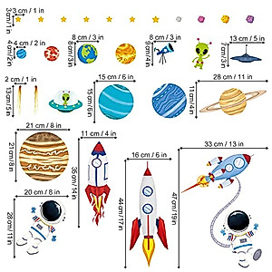 decalmile Outer Space Wall Decals Rocket Planets Astronaut Wall Stickers Baby Nursery Boys Bedroom Playroom Wall Decor