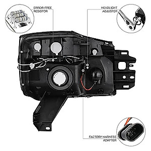 HH Building 2pcs Headlight Front Left Right Side LED Smoke Halo Projector Lamp Extended ////Pro4X 260607S026 444-NTI04-HL-SM NI2503168