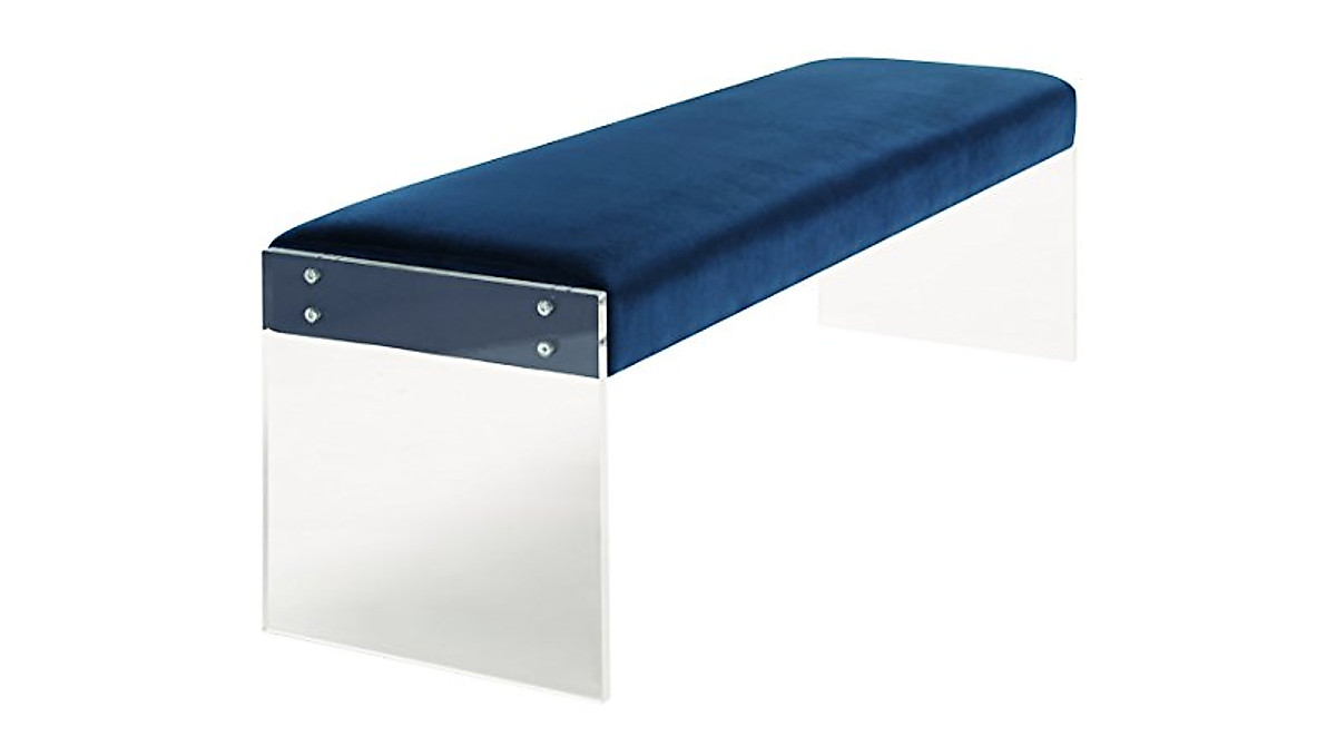 Envy Blue Velvet/Acrylic Bench - Modern Luxury by Tov Furniture