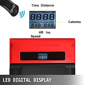 Happybuy Under Desk Treadmills, Digital Display Treadmill Machine with Remote Control,1-6.0km/h Speed Portable Walking Machine, for Home Indoor Exercise, Black&Red