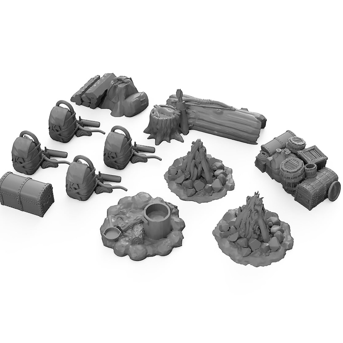 Camp Scatter Set DND Terrain 28mm for Dungeons and Dragons Terrain, D&D, Pathfinder, Warhammer 40k, RPG, Miniatures, Tabletop, D and D, Dungeons and Dragons Gifts