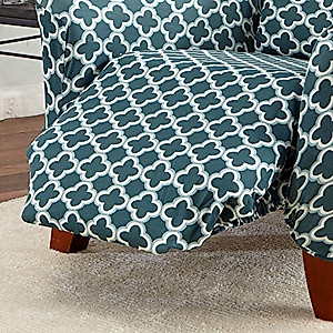 Great Bay Home Printed Twill Recliner Slipcover. One Piece Stretch Recliner Cover. Strapless Recliner Cover for Living Room. Fallon Collection Slipcover. (Recliner, Smoke Blue)