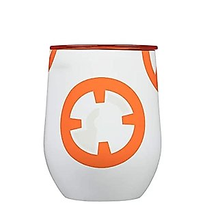 Corkcicle Star Wars Stemless Wine Glass Tumbler, Triple Insulated Stainless Steel, Easy Grip, Non-slip Bottom, Keeps Beverages Chilled for 9 Hours, BB-8, 12 oz