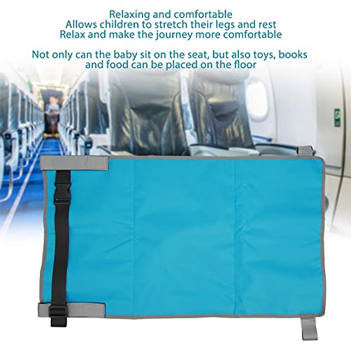 Dpofirs Toddler AirplaneFootrest for Kids, Portable Toddler Travel Bed, Leg Rest for Kids to Lie Down and Sleep On Long Flights, Airplane Seat Extenderfor Baby for Airplane Seat (Sky Blue)