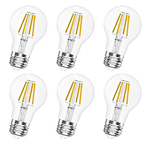 A19 E26 Base Dimmable Edison LED Bulb, 4W(40 Watt Equivalent) Stepless Dimming Light Bulbs 400lm, 3000K Soft Warm White, Vintage Clear Glass LED Filament Bulb for Home, Wall Sconce, Chandelier, 6 Pack