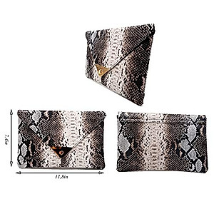 Women Snakeskin Envelope Clutch Bag Crossbody Purses With Chains Evening Party Prom Shoulder Messenger Handbags