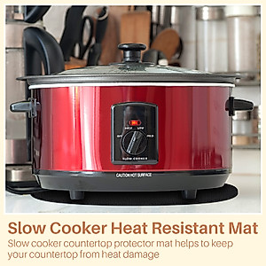 Tanlade 2 Pcs Oval Slow Cooker Heat Resistant Mat for 6-8 Quart Non Skid Countertop Heat Protector Mat Kitchen Appliance Mats for Air Fryer Kitchen Supplies, 11.75 x 17.75 x 0.18 Inches