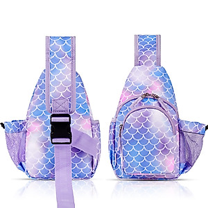 Choco Mocha Girls Purse for Kids, Sling Bags for Kids Girls, Glitter Purse for Little Girl, Mermaid-Purple