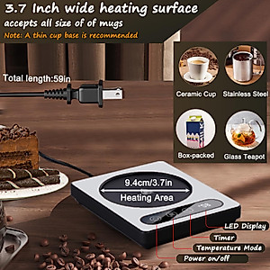 Gmaxty Coffee Mug Warmer,Coffee Warmer for Desk,Coffee Warmer with 9 Temperature Settings & 1-12 Hour Timer Auto Shut Off, Cup Warmer for Heating Coffee, Beverage, Milk, Tea and Hot Chocolate