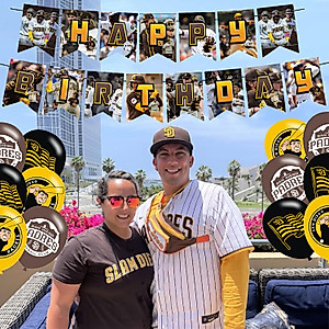 Generic San-Diego Baseball Theme Party Supplies Birthday Decorations, Padres Baseball Team Party Supplies Include Banner, Cake Toppers,Balloons for Birthday Party Supplies, Orange
