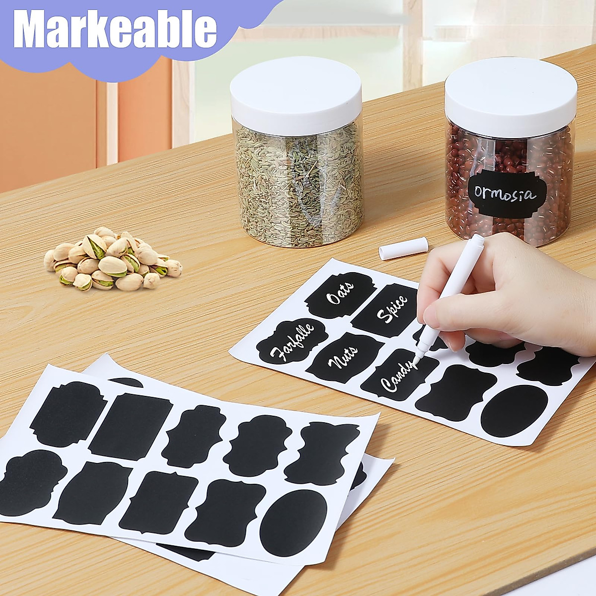 Plastic Jars with Lids, 16 oz Plastic Containers with Lids Clear Airtight Container Storage Jar Mason Jars for Dry Food Peanut Butter Honey Jam Cosmetics, Pack of 16 (16 PCS White Lids)