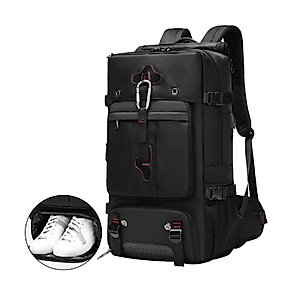 ODSSTAIPS Backpack for Traveling on Airplane,17 inch Laptop Backpack for Men,Waterproof Carry on Backpack Flight Approved,70L Travel Backpack for Personal Item Size with Shoe Compartment,Black