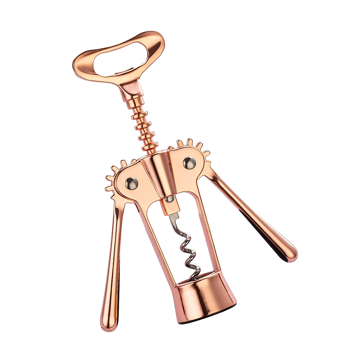 Wing Corkscrew Set by Hanee (Rose Gold) - Wine Bottle Opener - Wine Opener & Beer Bottle Opener with Foil Cutter and Pouch, Wine Accessories For Kitchen Chateau Restaurant Bars and Waiters