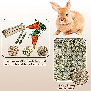 Tfwadmx Rabbit Activity Mat Bunny Chew Toy for Teeth Grinding Small Animal Seagrass Activity Zone Seagrass Mat Play Ball Carrot Toys for Hamster,Chinchilla,Guinea Pig or Other Rodent Pets
