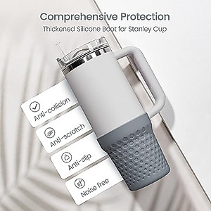 GardTok Silicone Boot Cover for Stanley Cup Accessories,Silicone Water Bottle Sleeve for Stanley Quencher H2.0 and Quencher Adventure Tumbler 40 oz Cup - Water Bottle Cover (Dark Gray, 40oz)
