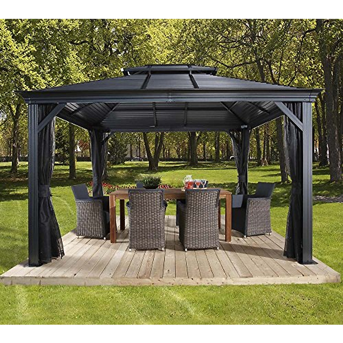Sojag Outdoor 10' x 14' Mykonos Double Roof Hardtop Gazebo Outdoor Sun Shelter