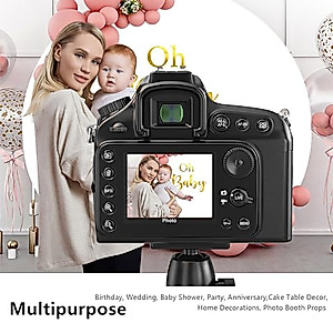 YongFoto 7x7ft Floral Happy Birthday Round Backdrop Cover Glitter Spring Pink Flowers Girl Birthday Party Circle Photography Background Cake Table Decor Kids Adults Photo Studio Props