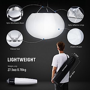 NEEWER 20"/50cm Lantern Softbox, Quick Release 360° Light Diffuser Bowens Mount Softbox with Lightweight Nylon Alloy for RGB CB60 CB60B CB200B MS60B MS60C MS150B Continuous LED Video Lights, NS20L