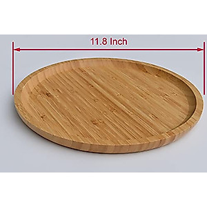 Party Trays for Serving Food, Bamboo Platter, Breakfast Dinner Trays Coffee Bread Serving Tray, Fruit Platters for Wedding Party Home Hotel Restaurant (11.8 Inch, Round)