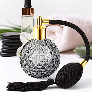 Lamoutor Vintage Perfume Spray Bottle 100ml Vintage Refillable Perfume Bottle with Long Tassel Black