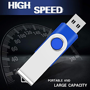 20PCS 4GB Bulk Flash Drives EASTBULL USB 2.0 Metal 4GB Flash Drive Bulk Thumb Drive Pack Swivel USB Drives Pack (Blue 20Pack)