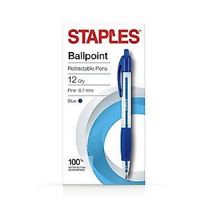 STAPLES 2498403 Ballpoint Rt Fine 0.7Mm Blu Dz