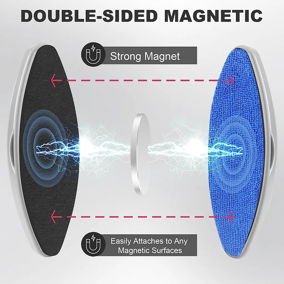 Magnetic Whiteboard Eraser, Dry Erase Eraser, Magnetic Erasers for Whiteboard, Glass Whiteboard Eraser, Double Sided Magnetic(Silver)