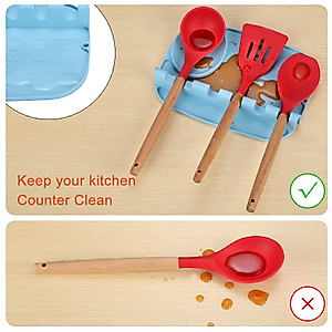 Spoon Rest: Silicone Spoon Rest for Kitchen Counter - Utensil Rest with Drip Pad, Heat-Resistant, BPA-Free Spoon Rest & Spoon Holder for Stove Top (Blue)