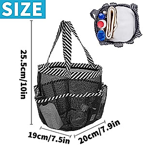 Reofrey Mesh Shower Caddy, Hanging Portable Shower Caddy Organizer Tote, with 8 Mesh Storage Pockets, for College Dorm, Travel, Gym, Camping(black)
