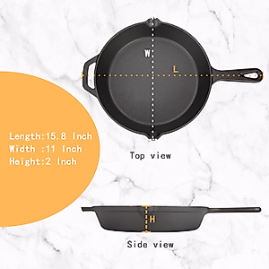 GreatChef Cast Iron Skillet, 10.25 Inch Pre-Seasoned Frying Pan with Silicone Hot Handle Holder - Versatile for Oven, All Stovetop, Grill, Campfire - Searing, Sautéing, Broiling, Frying