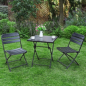 PHI VILLA Metal Steel Patio Dining Chairs Set of 2,Outdoor Bistro Chairs,Foldable Patio Dining Chairs for Garden,Backyard, Lawn, Porch, Poolside and Balcony,2 Packs